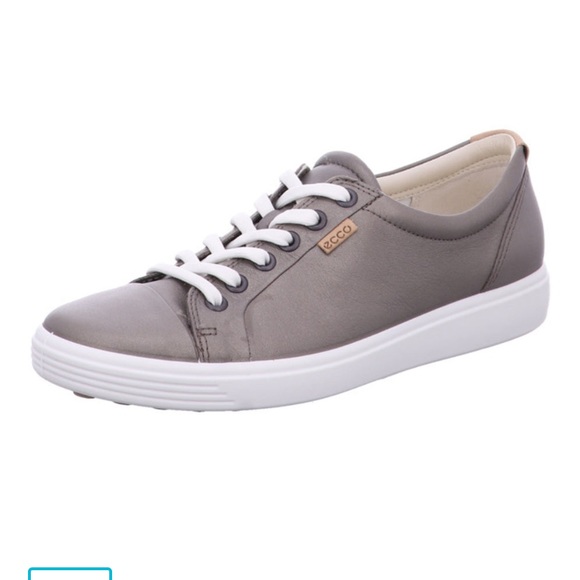 Ecco | Shoes | Ecco Women Leather Metallic Gray Sneaker Sz 9 Extra ...